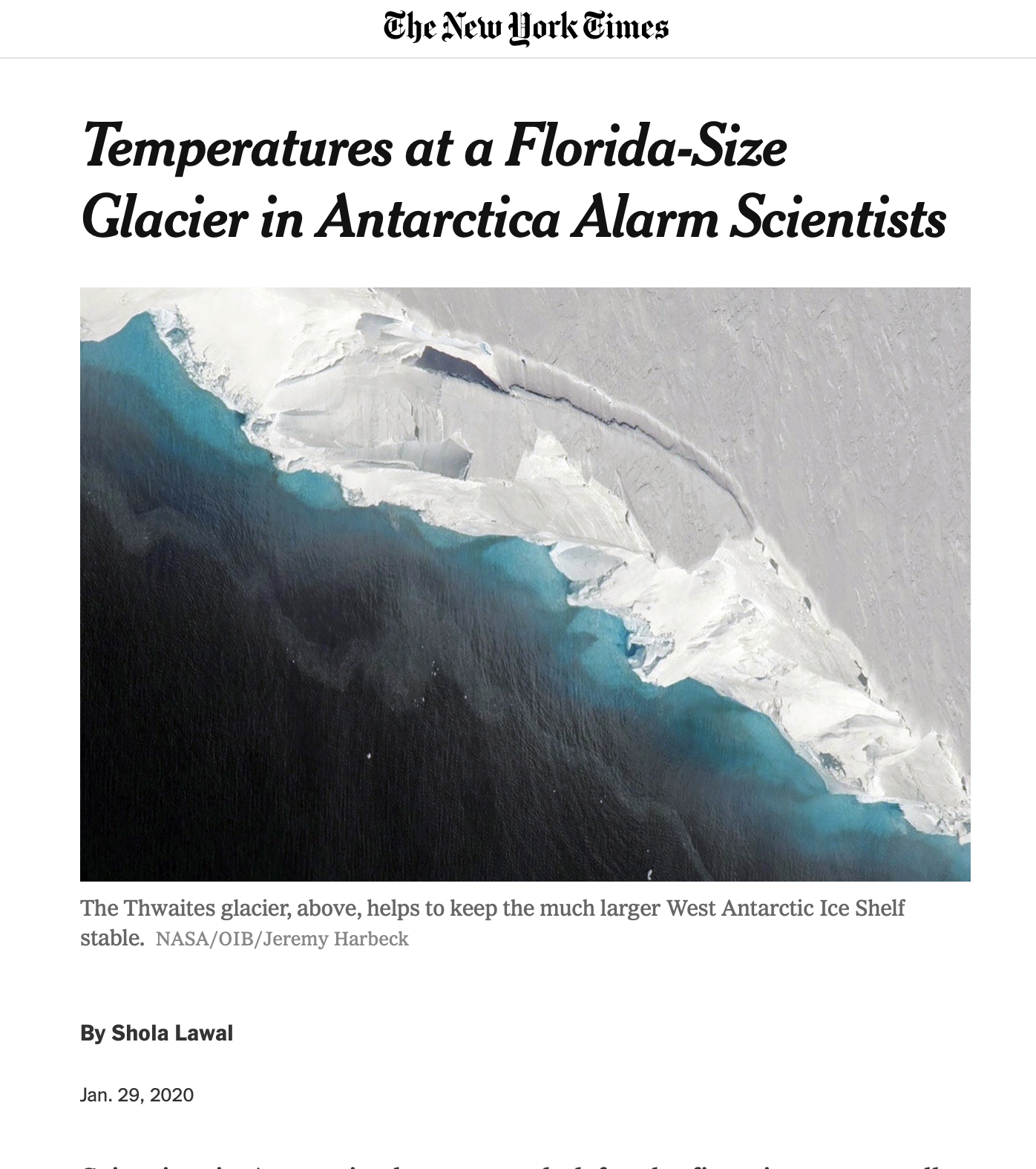 What’s Melting: NYTimes Antarctic Glacier Story – JunkScience.com